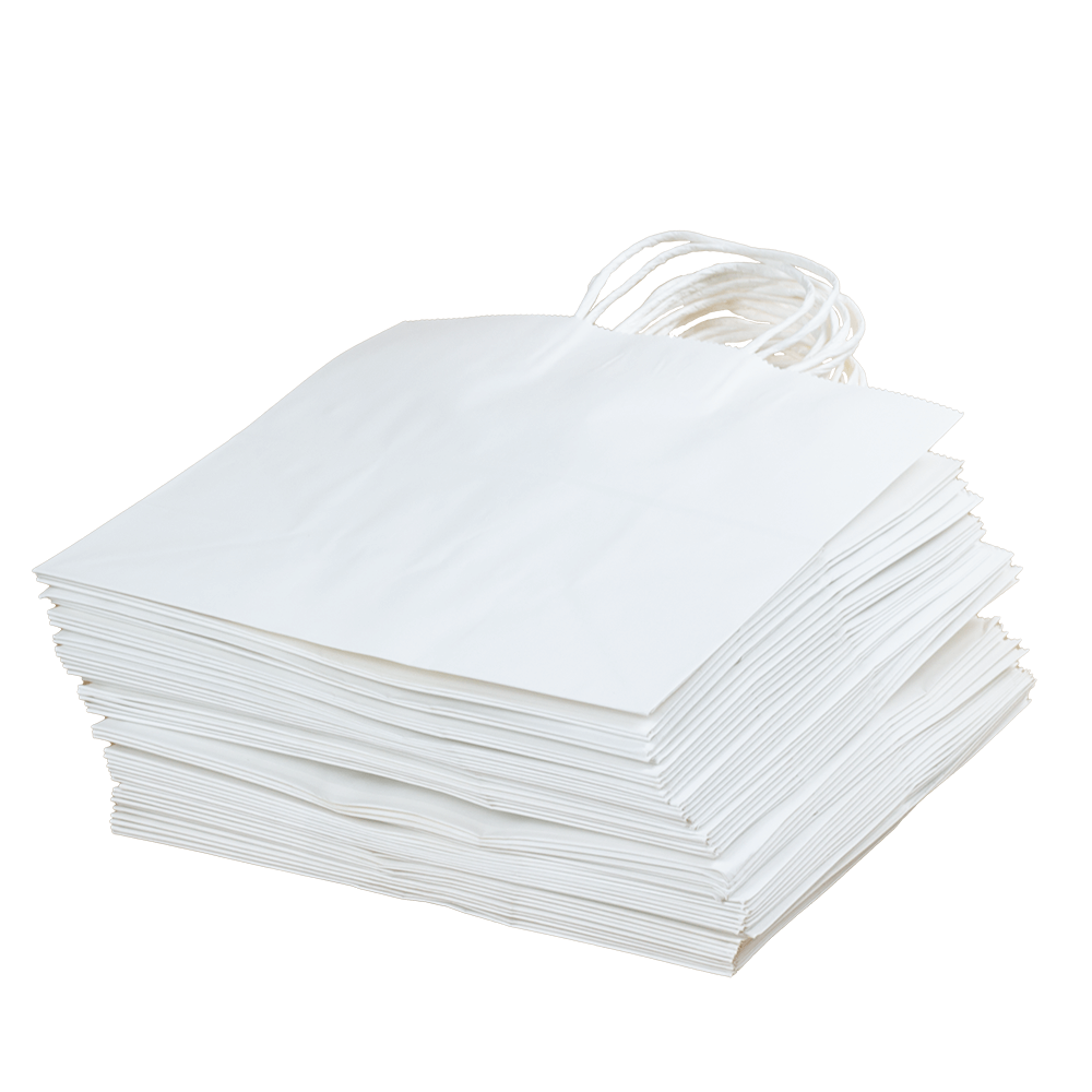 28 x 15 x 28 cm White Paper Bags - Paper Boss